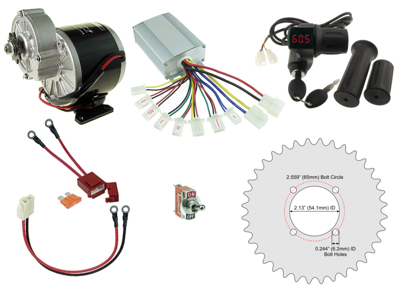 24 Volt 350 Watt Electric Beach Cart Power Kit with Reverse, No ...
